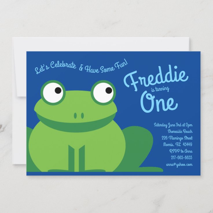 Cute Frog Kids 1st Birthday Party Invitations | Zazzle