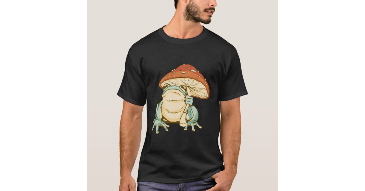 Cute Frog Mushroom Hat Cottagecore Aesthetic Illus T Shirt Zazzle
