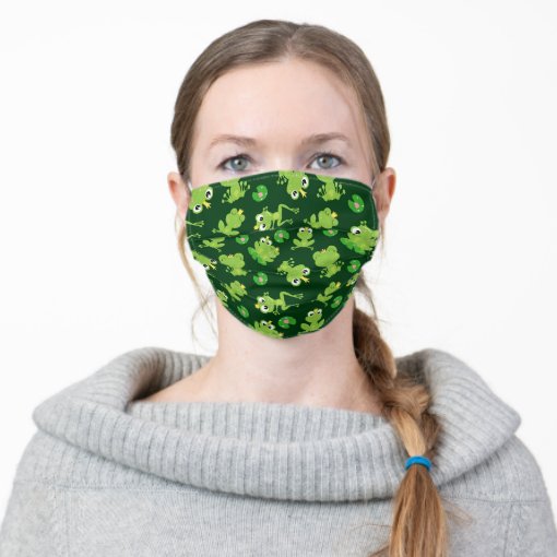Cute Frog Pattern Adult Cloth Face Mask | Zazzle