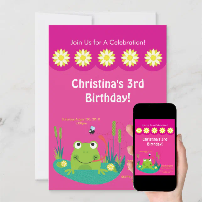 Cute Frog Pond Birthday Party Invitation | Zazzle