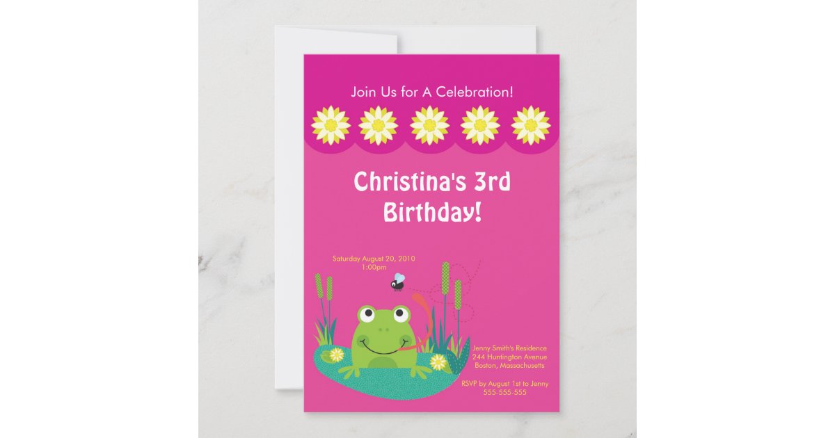 Cute Frog Pond Birthday Party Invitation | Zazzle