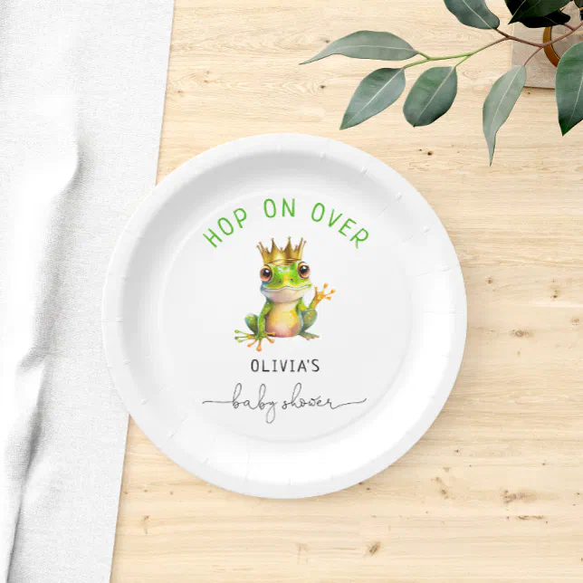 Cute Frog Prince Baby Boy Shower Paper Plates | Zazzle