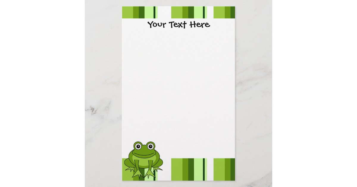 Cute Frog Striped Stationery | Zazzle