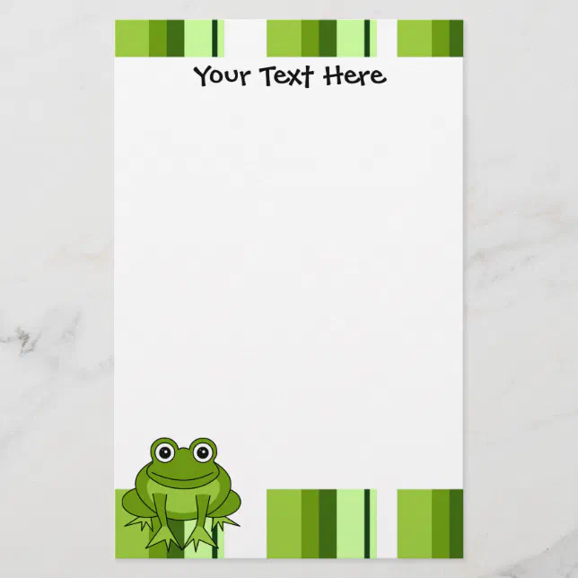 Cute Frog Striped Stationery | Zazzle