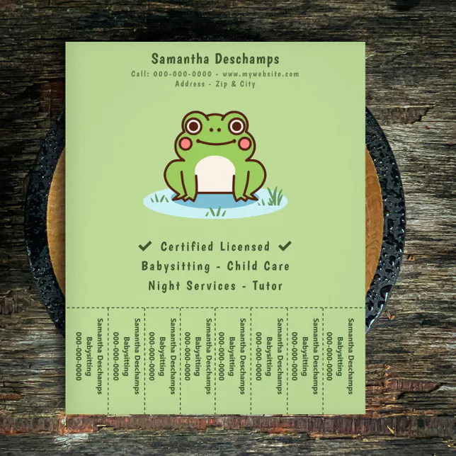 Cute Frog Tear Off Strips Flyer | Zazzle