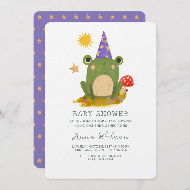 Cute Frog Wizard Cute Baby Shower Invitation | Zazzle