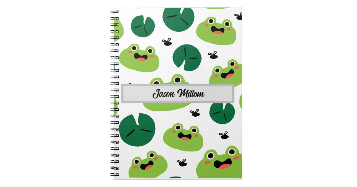 Cute frogs and bees personalized with child's name notebook | Zazzle
