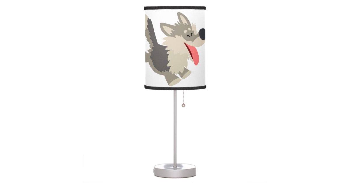 Cute Frolicsome Cartoon Wolf Table Lamp | Zazzle