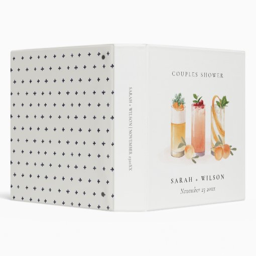 Cute Fruit Cocktail Blush Orange Couples Shower 3 Ring Binder | Zazzle