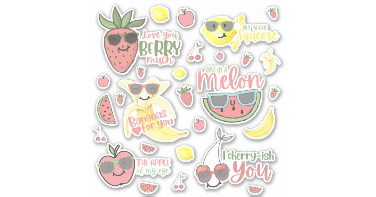 Cute Fruit Custom-Cut Vinyl Stickers | Zazzle