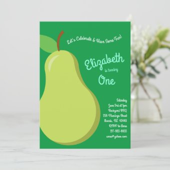 Cute Fruit Pears Kids 1st Birthday Party Invitation | Zazzle