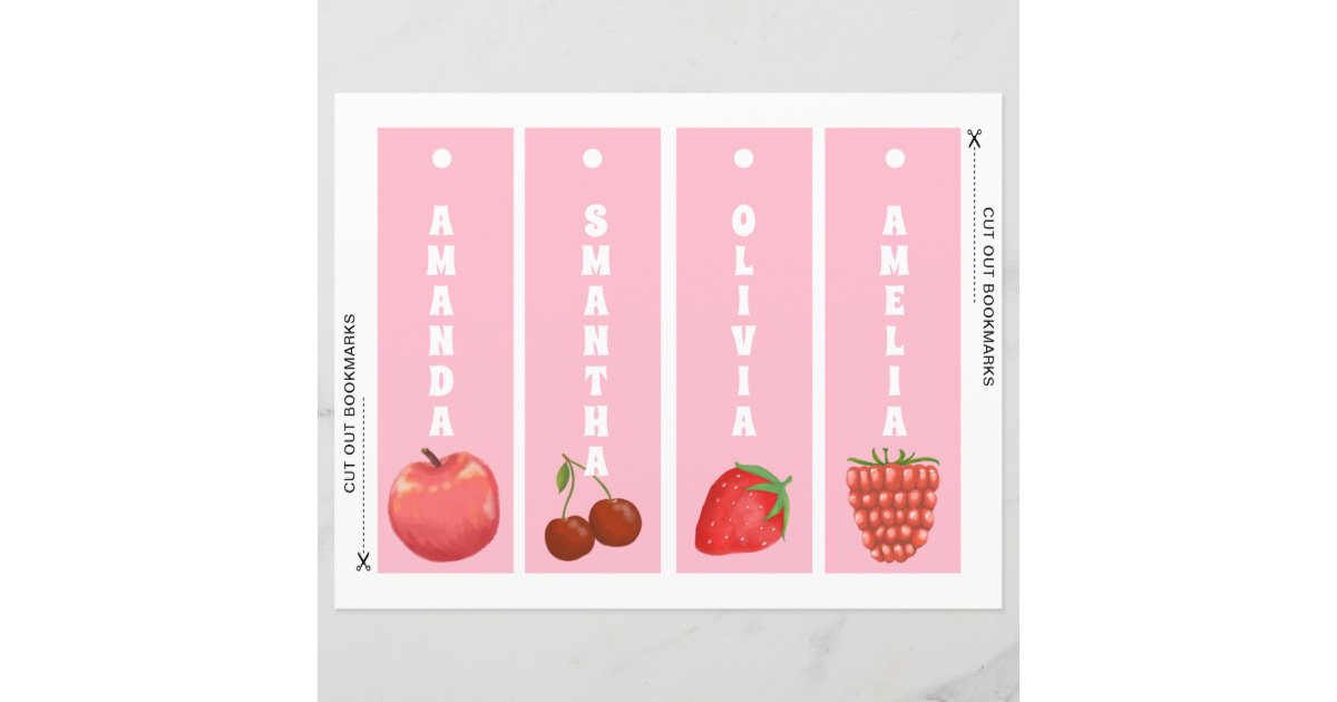 Cute Fruit Personalized Kids Bookmarks | Zazzle