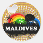 Maldives island vintage travel poster art. square sticker | Zazzle.com