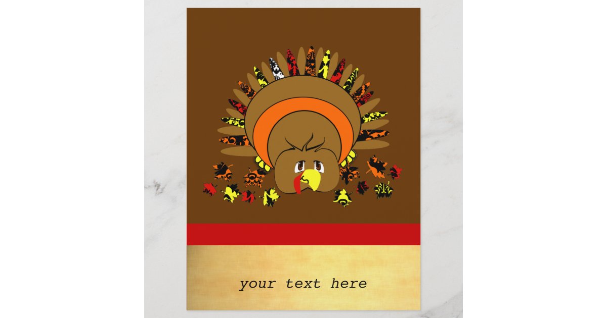 Cute Full Color Turkey Flyer | Zazzle