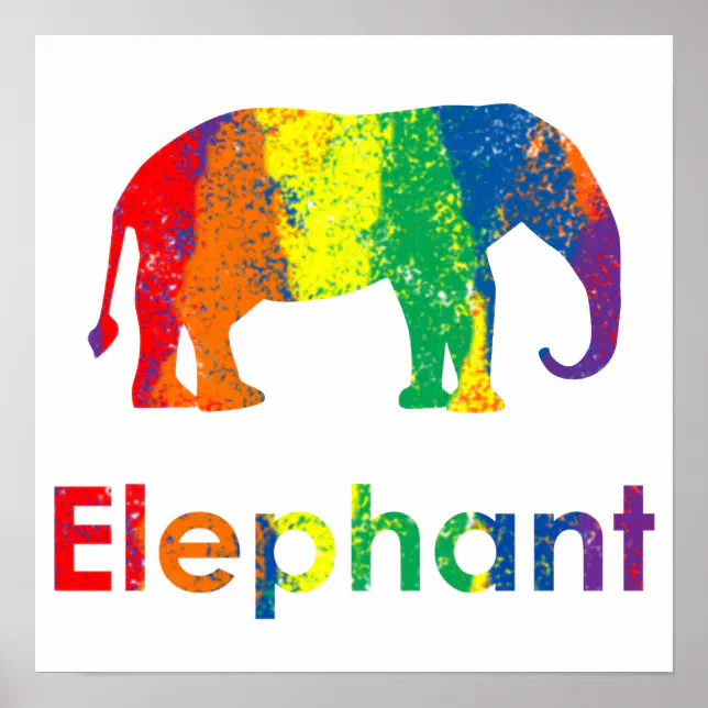 Cute, Fun and Colorful Abstract Rainbow Elephant Poster | Zazzle