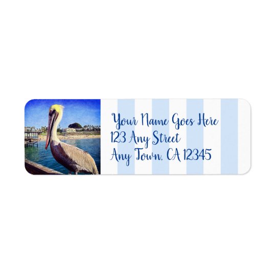 Cute fun beach pier pelican photo custom address label | Zazzle.com