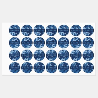 Cute Fun Camo – Blue Kids' Labels | Zazzle