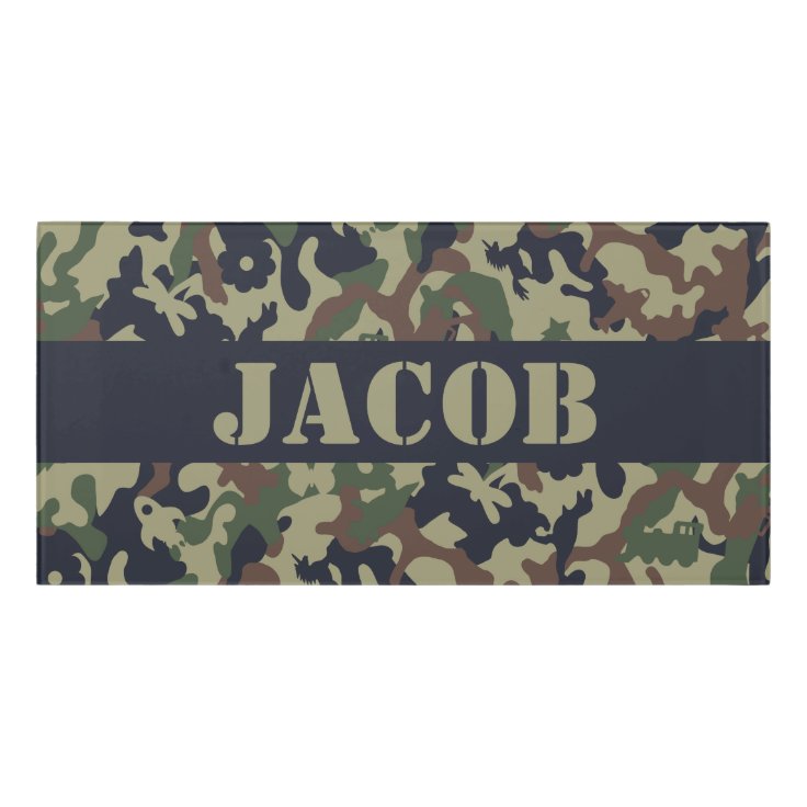 Cute Fun Camo – Woodland Green Door Sign | Zazzle
