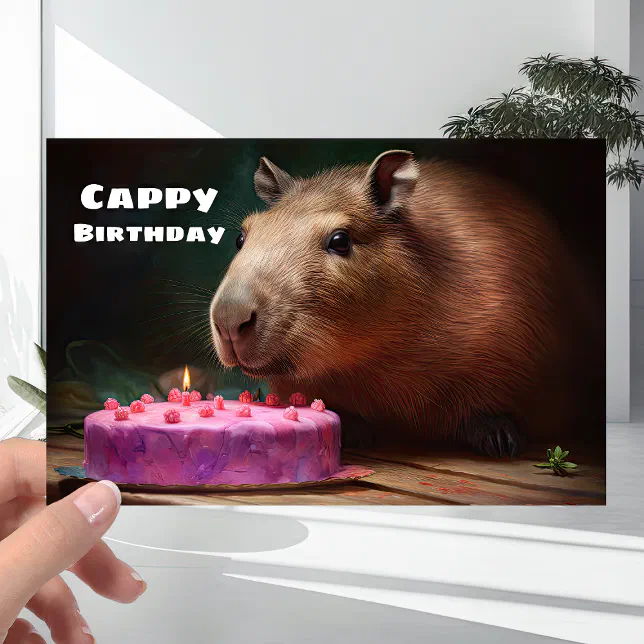 Cute Fun Capybara - "Cappy" Happy Birthday Card | Zazzle