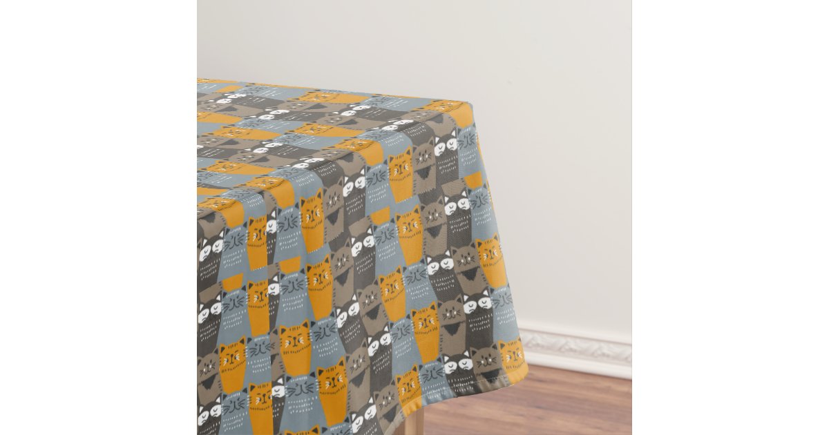 Cute Fun Cat Pattern Tablecloth | Zazzle