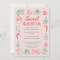Cute Fun Christmas Doodles Secret Santa Holiday Invitation | Zazzle