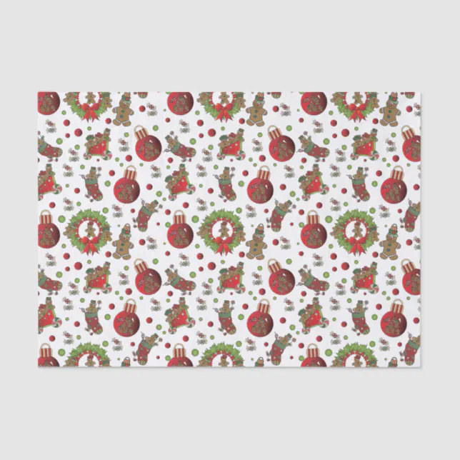 Cute Fun Christmas Gingerbread Men Tissue Paper | Zazzle