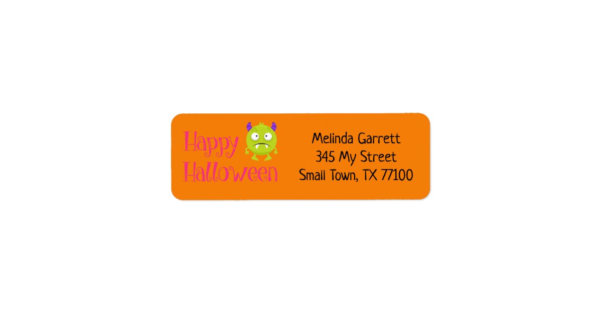 Cute Fun Green Little Monster Custom Address Label | Zazzle