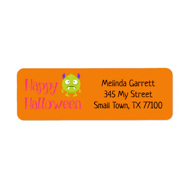 Cute Fun Green Little Monster Custom Address Label | Zazzle