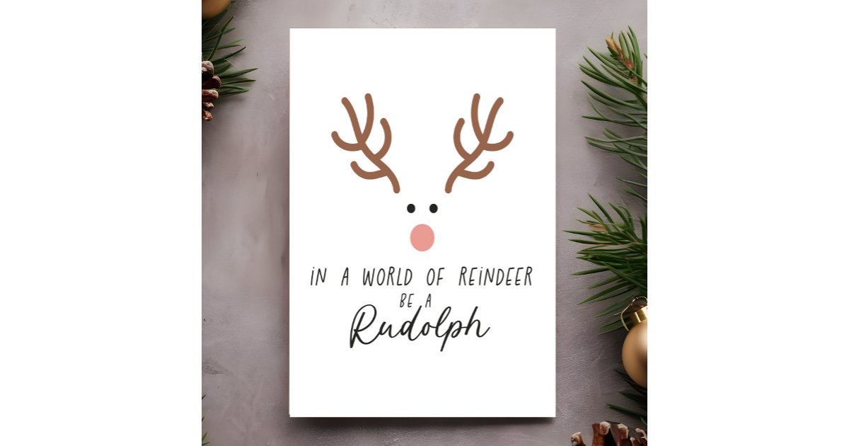 Cute Fun Merry Christmas Rudolph Postcard | Zazzle