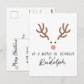 Cute Fun Merry Christmas Rudolph Postcard | Zazzle