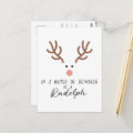 Cute Fun Merry Christmas Rudolph Postcard | Zazzle