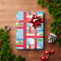 Cute Fun Modern Beach Santa Design Pattern Wrapping Paper | Zazzle