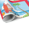 Cute Fun Modern Beach Santa Design Pattern Wrapping Paper | Zazzle