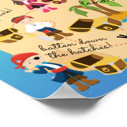 Cute Fun Personalized Pirate Treasure Map Poster | Zazzle