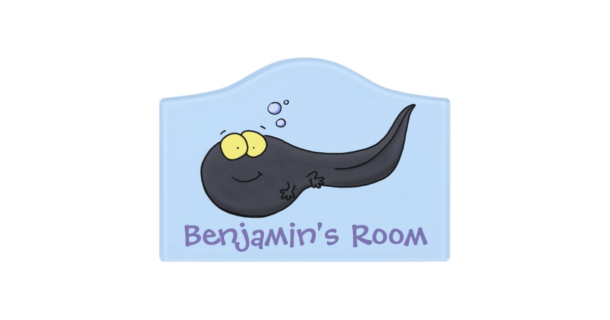 Cute fun tadpole cartoon illustration door sign | Zazzle