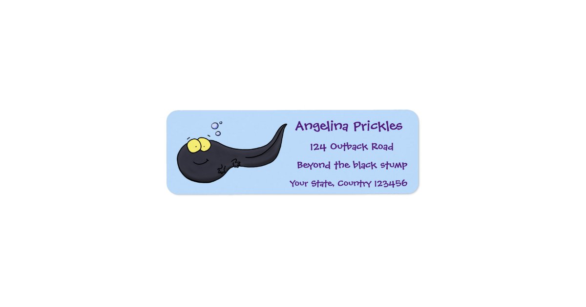 Cute fun tadpole cartoon illustration label | Zazzle