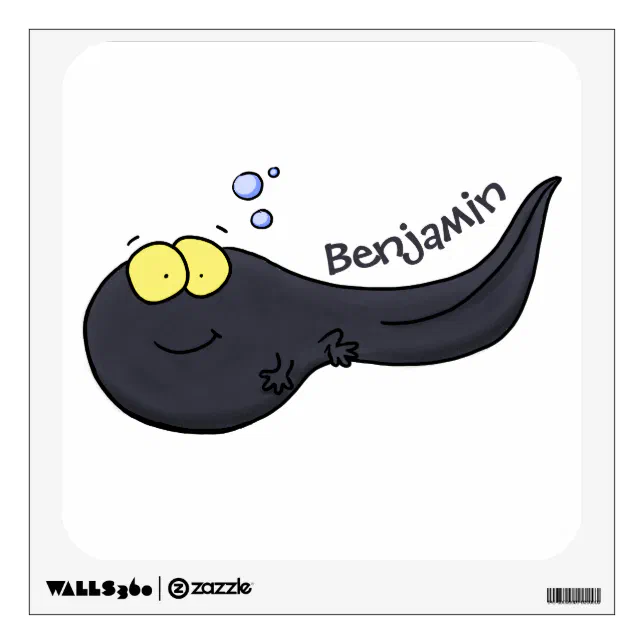 Cute fun tadpole cartoon illustration wall decal | Zazzle