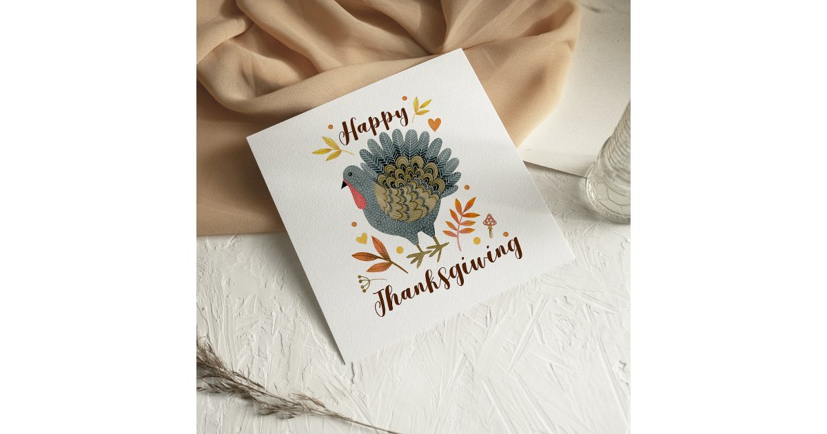 Cute Fun Turkey Happy Thanksgiving card | Zazzle
