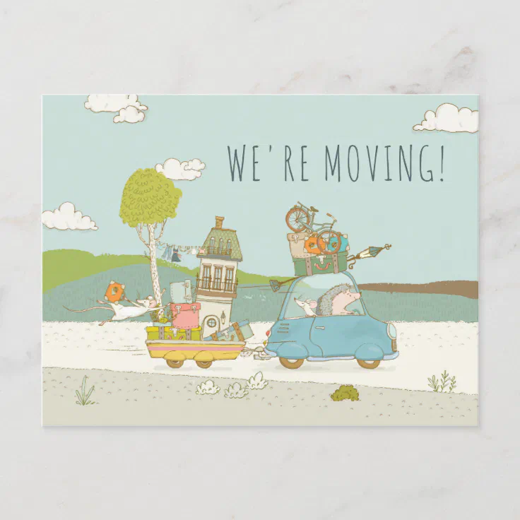Cute Fun We Are Moving | New Home Announcement Postcard | Zazzle