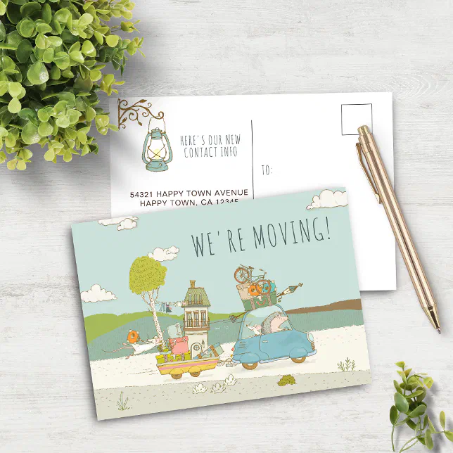 Cute Fun We Are Moving | New Home Announcement Postcard | Zazzle