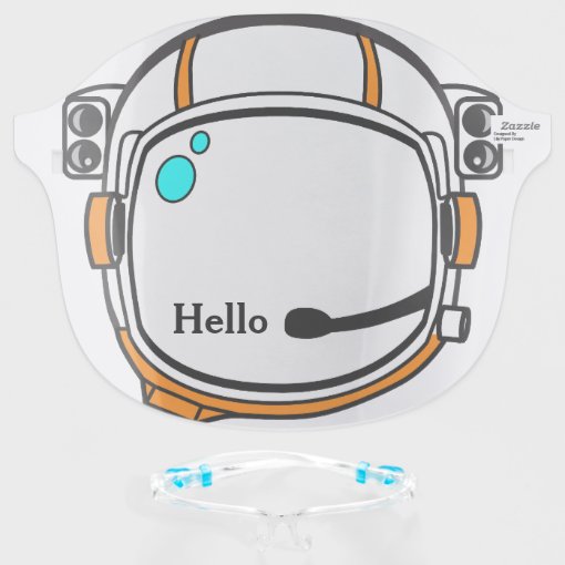 Cute Funny Astronaut Helmet with Hello text Face Shield | Zazzle