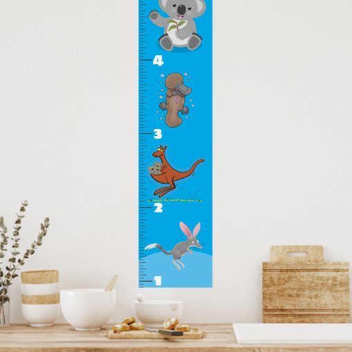 Cute funny Australian animals cartoon growth chart | Zazzle