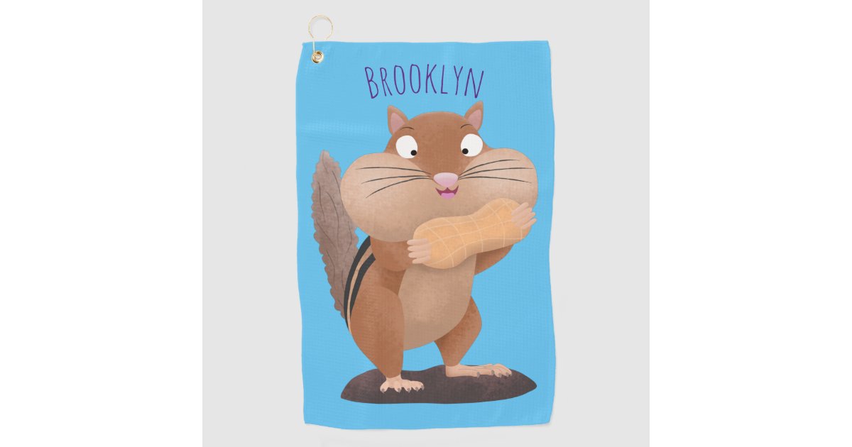 Cute funny big cheeks chipmunk cartoon golf towel | Zazzle