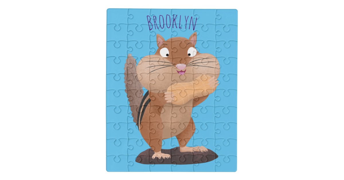 Cute funny big cheeks chipmunk cartoon jigsaw puzzle | Zazzle