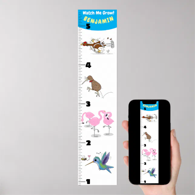Cute funny birds cartoon growth chart | Zazzle