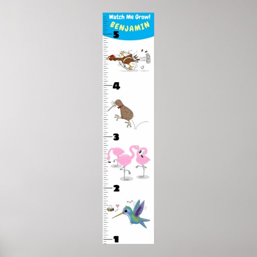 Cute funny birds cartoon growth chart | Zazzle