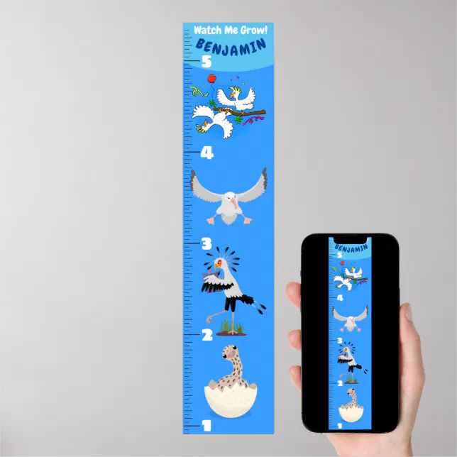 Cute funny birds cartoon growth chart | Zazzle