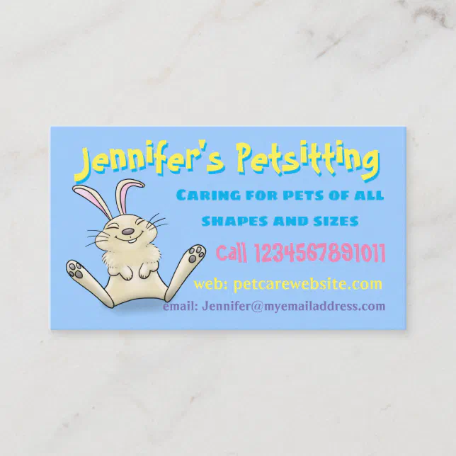 Cute funny bunny rabbit pet sitting service business card | Zazzle