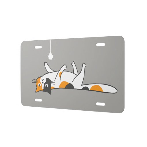 Cute Funny Calico Cat License Plate | Zazzle
