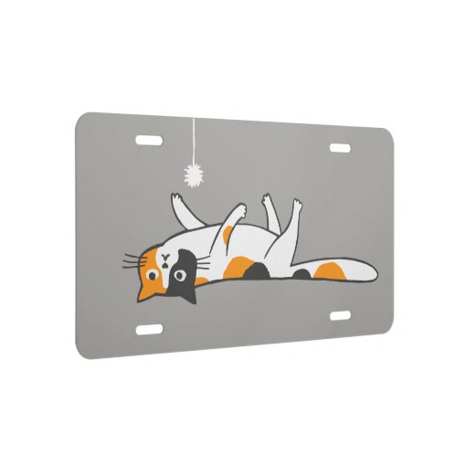 Cute Funny Calico Cat License Plate | Zazzle